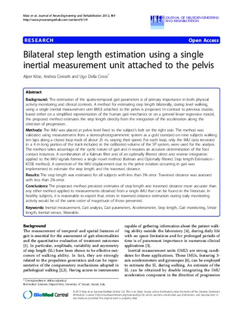 Pdf Bilateral Step Length Estimation Using A Single Inertial