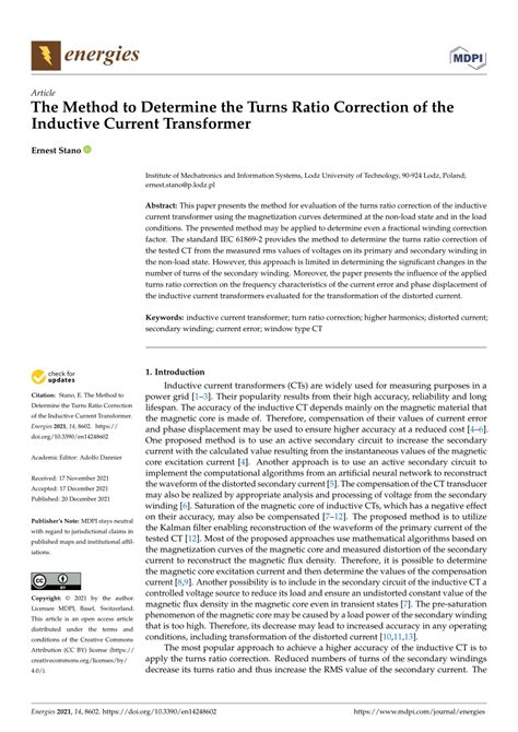 Pdf The Method To Determine The Turns Ratio Correction Of The