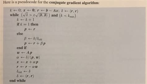 Solved Here Is A Pseudocode For The Conjugate Gradient