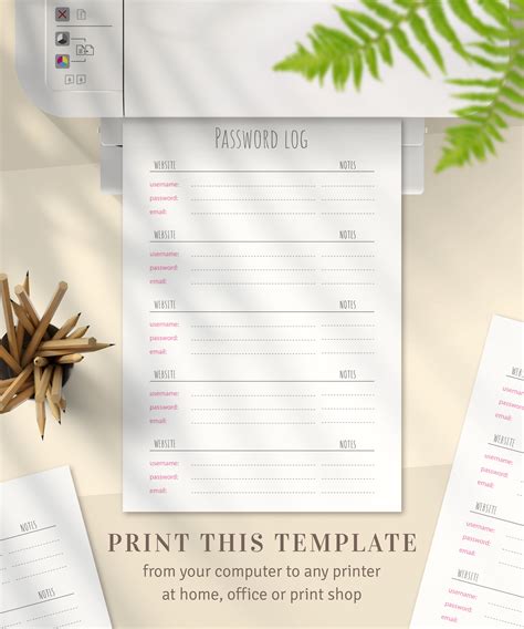 Password Tracker Printable Template Password Keeper Password Etsy