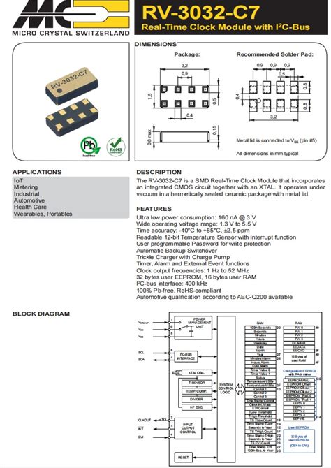 smd实时时钟模块晶振rv 3032 c7taqa物联网计量应用 ov 7604 c7 32 768k 20ppm ta qa