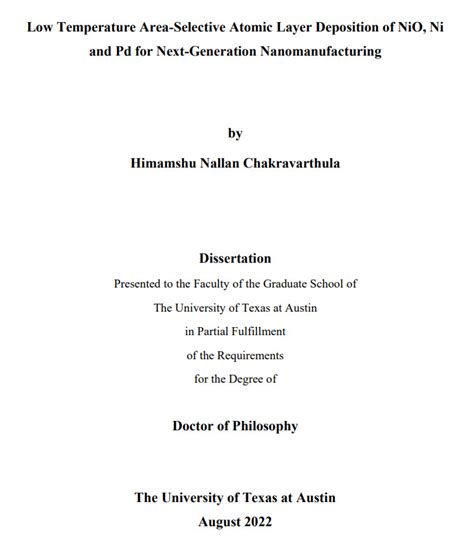 Atomic Layer Deposition Doctoral Dissertations And Theses