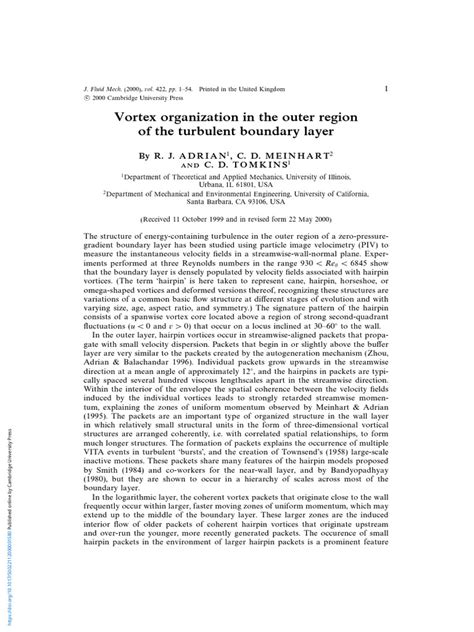 Div Class Title Vortex Organization In The Outer Region Of The