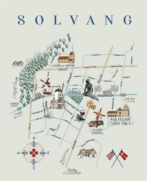 Mapa De Solvang California Santa Barbara County Royalty Free Images
