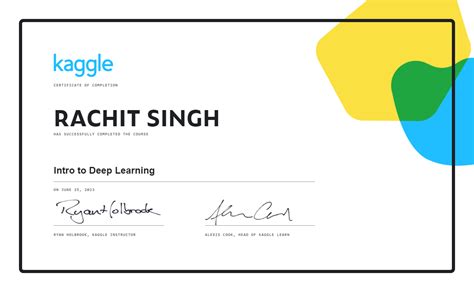 Rachit Singh Completed The Intro To Deep Learning Course On Kaggle