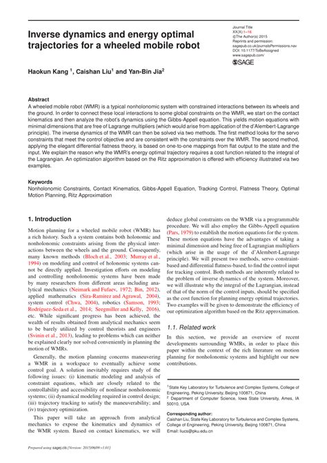 Pdf Inverse Dynamics And Energy Optimal Trajectories For A Wheeled Mobile Robot