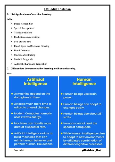 Iml Mid 1 Solution Page 1 Of 6 Abhishek Shah Iml Mid 1 Solution 1