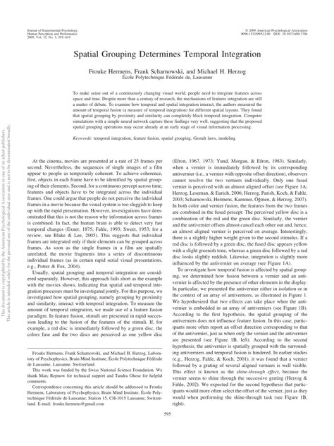 Spatial Grouping Determines Temporal Integration Request Pdf