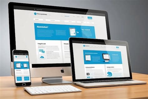 premium photo responsive web page layout on computer tablet and smart phone display