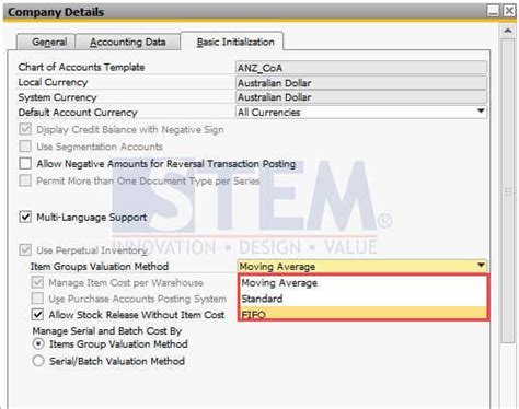 Item Group Valuation Methods