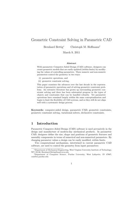 PDF Geometric Constraint Solving In Parametric CAD Constraint Solving