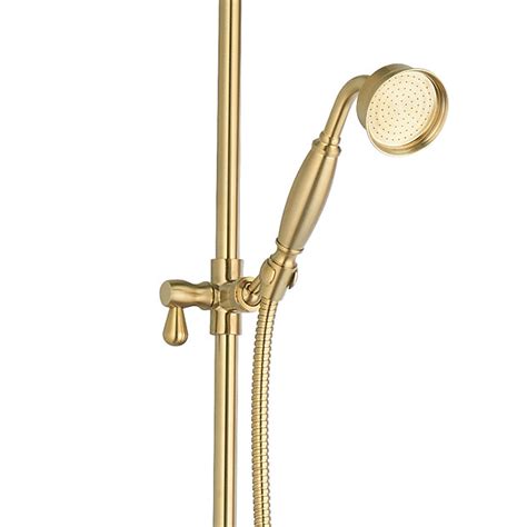 Arezzo Brushed Brass Rigid Riser Kit With Shower Head Handshower