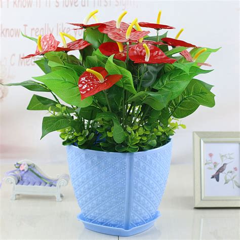 仿真植物红掌假花束客厅室内装饰盆栽摆设塑料绿植假花小盆景摆件虎窝淘