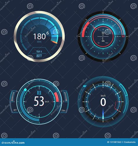 Analog Speedometer Odometer For Car Speed Panel Stock Vector Illustration Of Interface