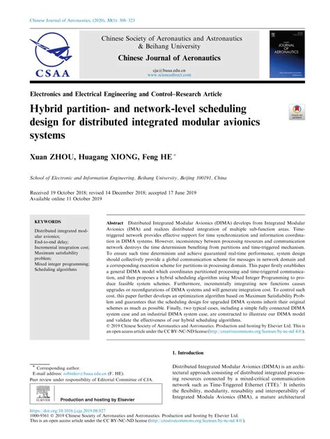 Pdf Hybrid Partition And Network Level Scheduling Design For Distributed Integrated Modular