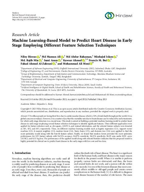 Pdf Machine Learning Based Model To Predict Heart Disease In Early Stage Employing Different