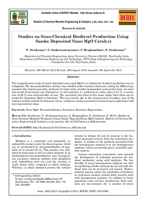 Pdf Nanocatalyst For Biodiesel Production