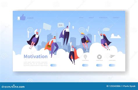 Website Development Landing Page Template Mobile Application Layout With Flat Flying Business