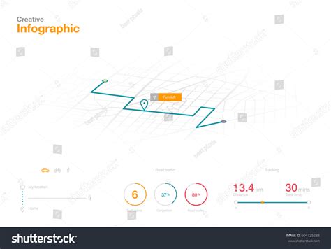 Dashboard Theme Creative Infographic City Map Stock Vector Royalty Free