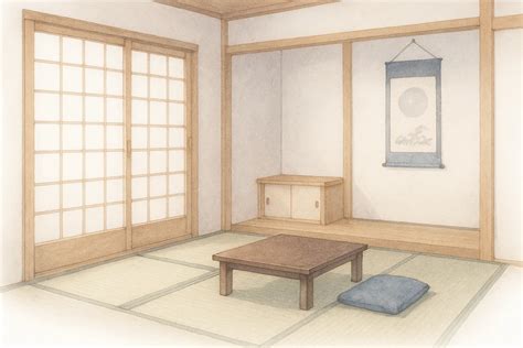 おしゃれセミリアルでかわいい和風の部屋｜イラスト・フリー素材なら「シンテリ」