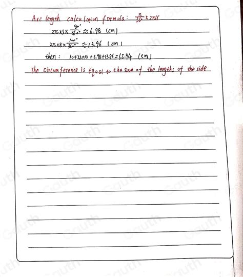 Solved Arcs Worksheet 2 Calculate The Perimeter Of The Following Figure Dimensions Are In Cm