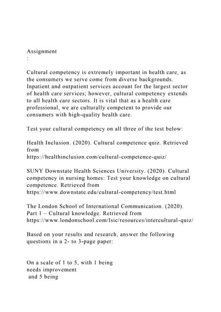 Assignmentcultural Competency Is Extremely Important In Hdocx