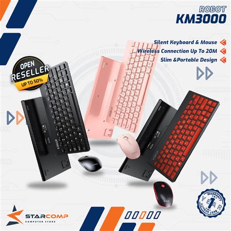 Jual Robot Km3000 Portable Mini Wireless Silent Keyboard And Mouse Combo Shopee Indonesia