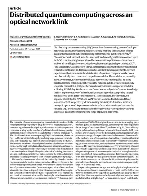 Distributed Quantum Computing Across An Optical Network Link Pdf Quantum Computing Quantum