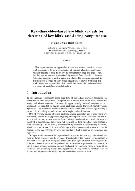 Pdf Real Time Video Based Eye Blink Analysis For Detection Of Low