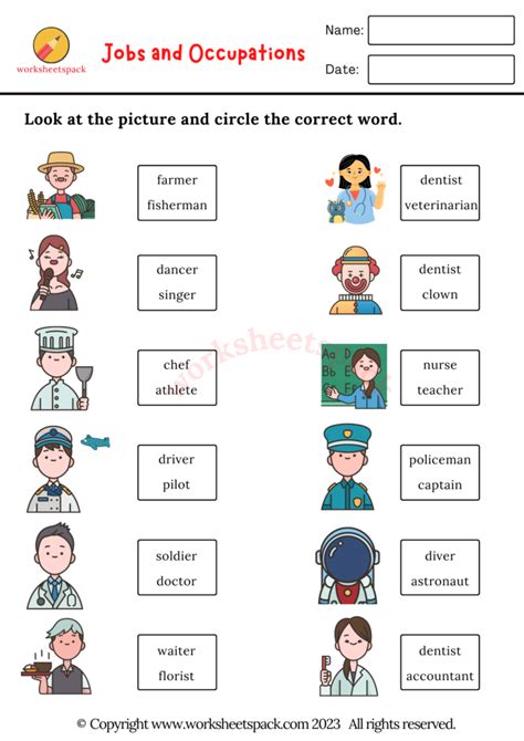 occupations exercises elementary occupations online pdf exer