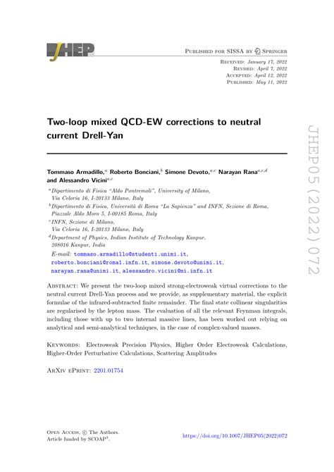 Pdf Two Loop Mixed Qcd Ew Corrections To Neutral Current Drell Yan