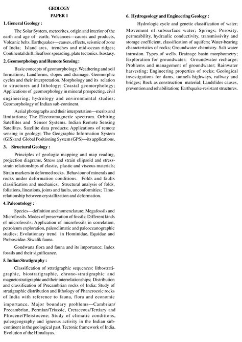 Upsc Geology Syllabus For Ias Mains 2023 Download Paper 1and 2 Pdf