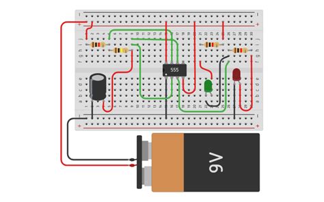 Circuit Design ต่อวงจรไฟกระพริบ 2 ดวง ไอซี Lm555 Tinkercad