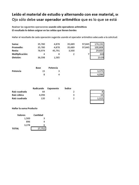 Operadores Aritmeticos Pdf Exponenciación Números