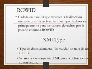 Tipos De Datos Oracle PPT