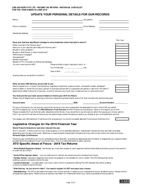 Fillable Online Information For Income Tax Return Client Fax Email Print Pdffiller
