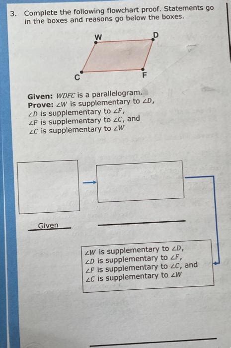 Solved 3 Complete The Following Flowchart Proof Statements