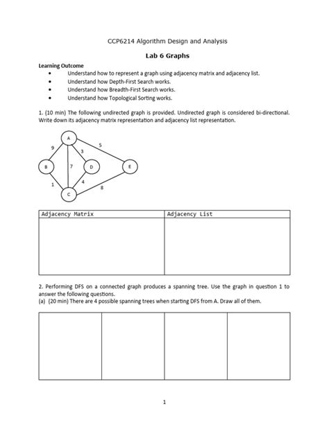 Lab06 Graphs 1 Pdf Discrete Mathematics Mathematical Relations