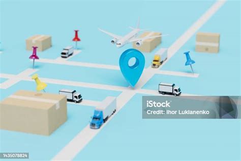 트럭과 비행기로 소포 배달 비행기 트럭 및 Gps 포인트가있는지도에 소포 3d 렌더링 0명에 대한 스톡 사진 및 기타 이미지 0명 거리 검색 Istock