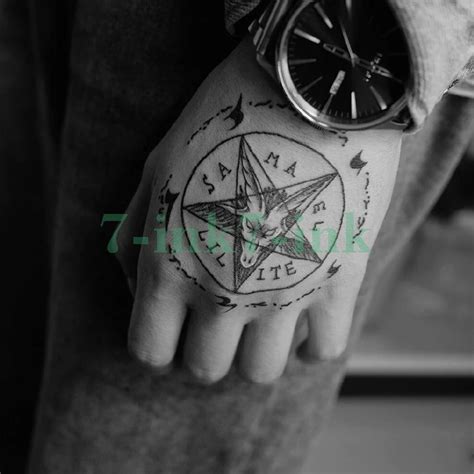 방수 임시 문신 스티커 어두운 Pentagram 뱀 파이썬 토템 예술 물 전송 가짜 플래시 남성 여성을위한 티몬