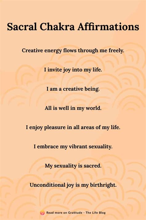 100 Sacral Chakra Affirmations For Creativity And Sensuality Sacral