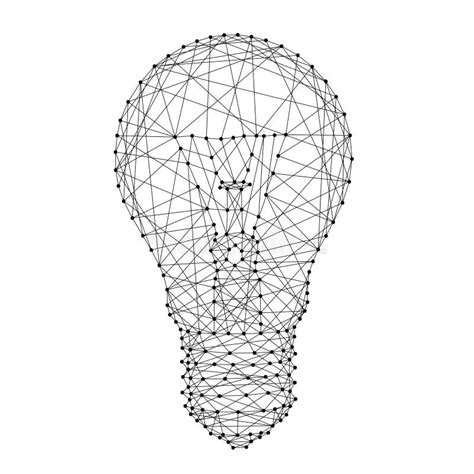 Light Bulb From Polygonal Black Lines And Dots Vector Illustration Stock Illustration