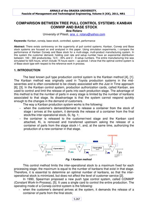 Pdf Comparison Between Tree Pull Control Systems Kanban Conwip And Base Stock