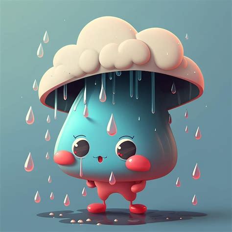 Premium Photo Cute Cartoon Rain Cloud Character