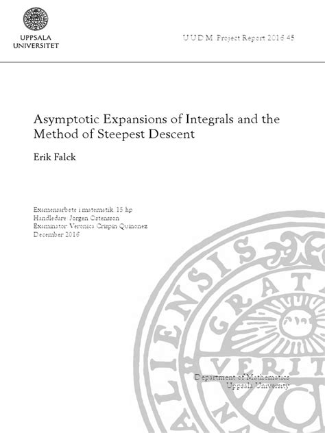 Asymptotic Expansions Of Integrals And The Method Of Steepest Descent Pdf Asymptotic