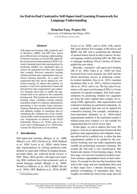 Pdf An End To End Contrastive Self Supervised Learning Framework For Language Understanding