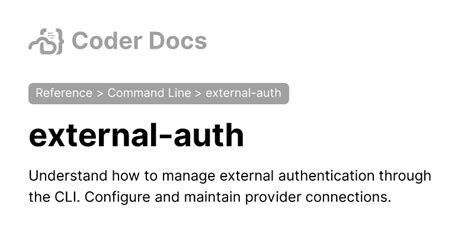 Manage External Auth With Coder Cli Coder Docs