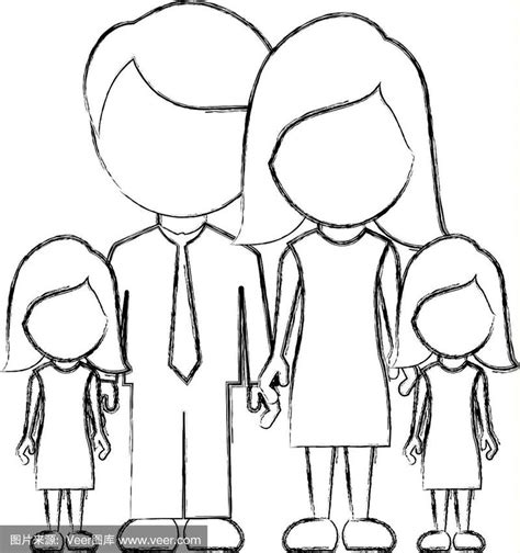 一家四口前后站立简笔画（汇总12张） 简笔画图片大全