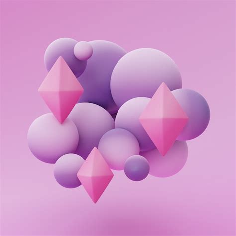 그라데이션 핑크 다이아몬드와 공 무료 사진