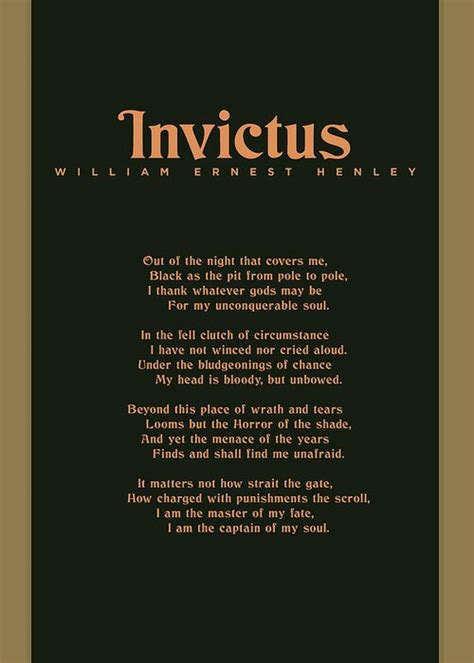Invictus William Ernest Henley Typography Print 02 Greeting Card By